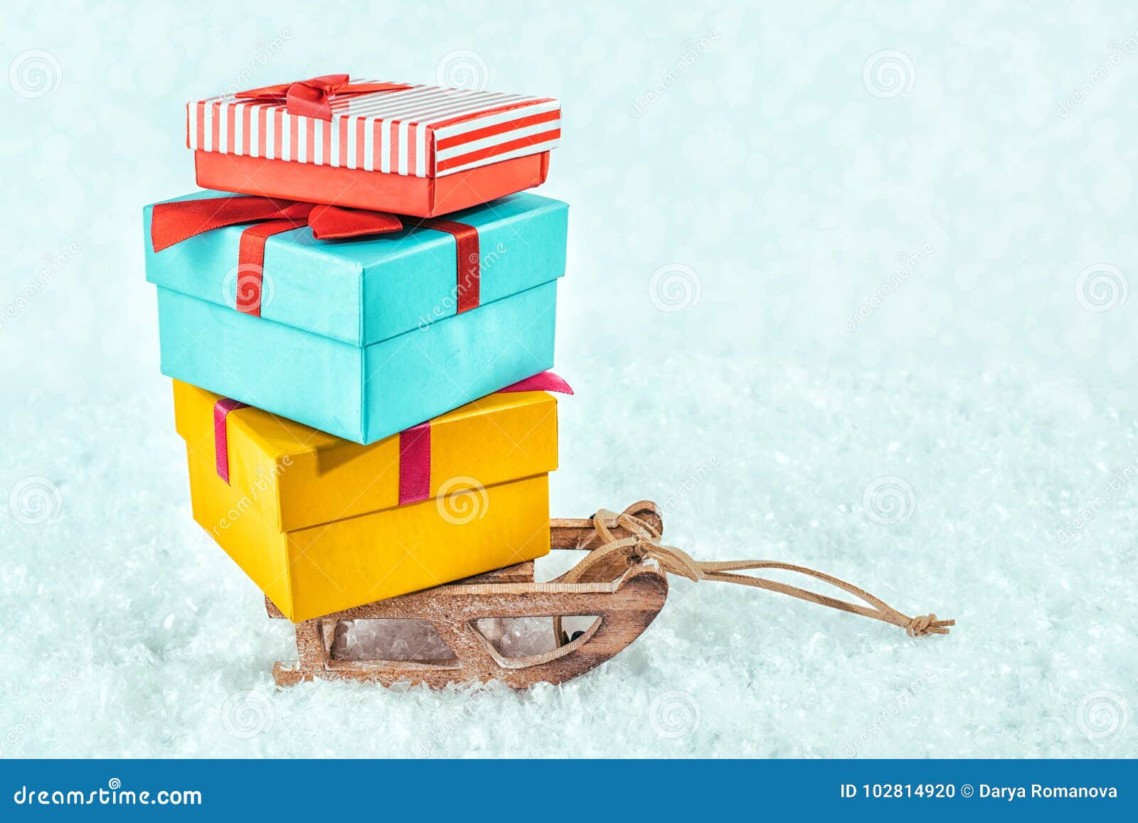 Sledge on Snow with Presents. Stock Photo - Image of celebration, color ...