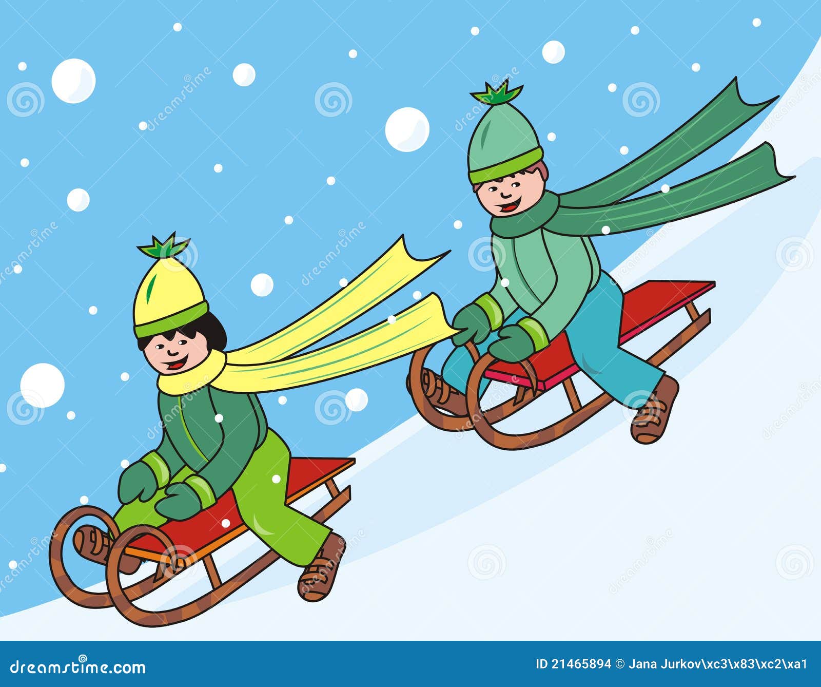 Sledging stock vector. Illustration of sibling, banner - 21465894