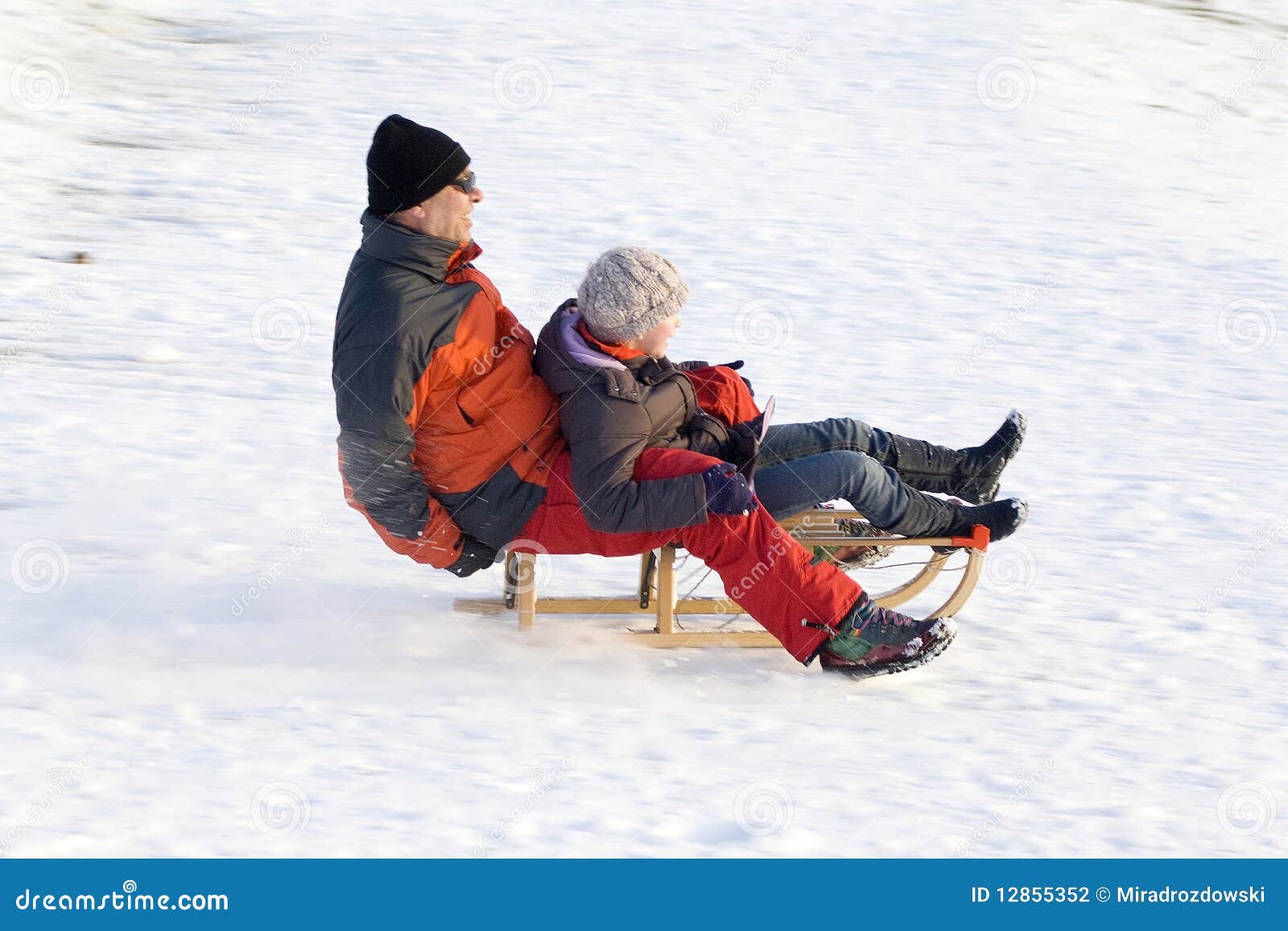Sledging - winter fun stock photo. Image of frost, health - 12855352