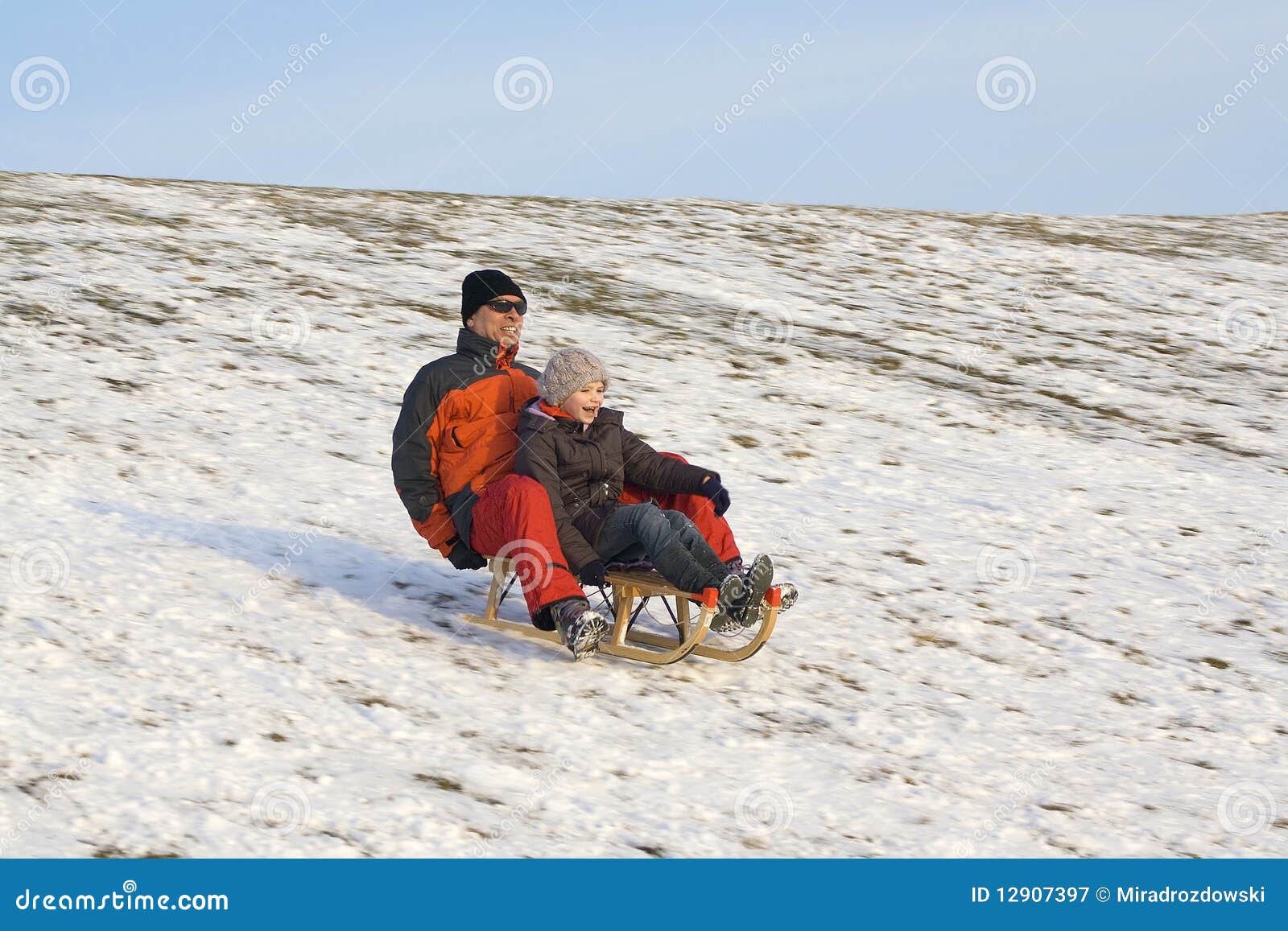 Sledging - winter fun stock image. Image of funny, game - 12907397