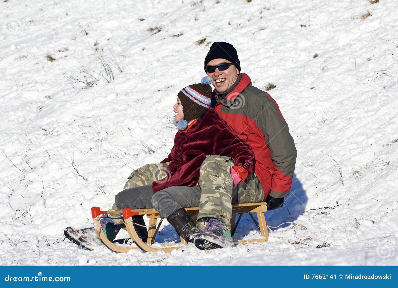 Sledging - winter fun stock image. Image of winter, sled - 7662141