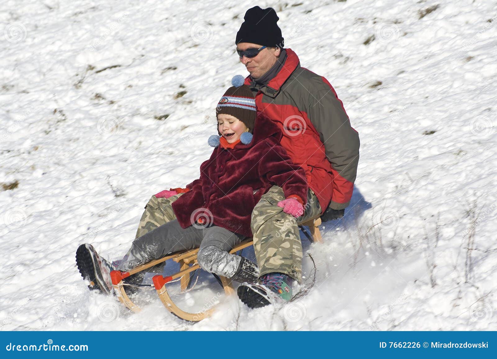 Sledging - winter fun stock photo. Image of family, active - 7662226
