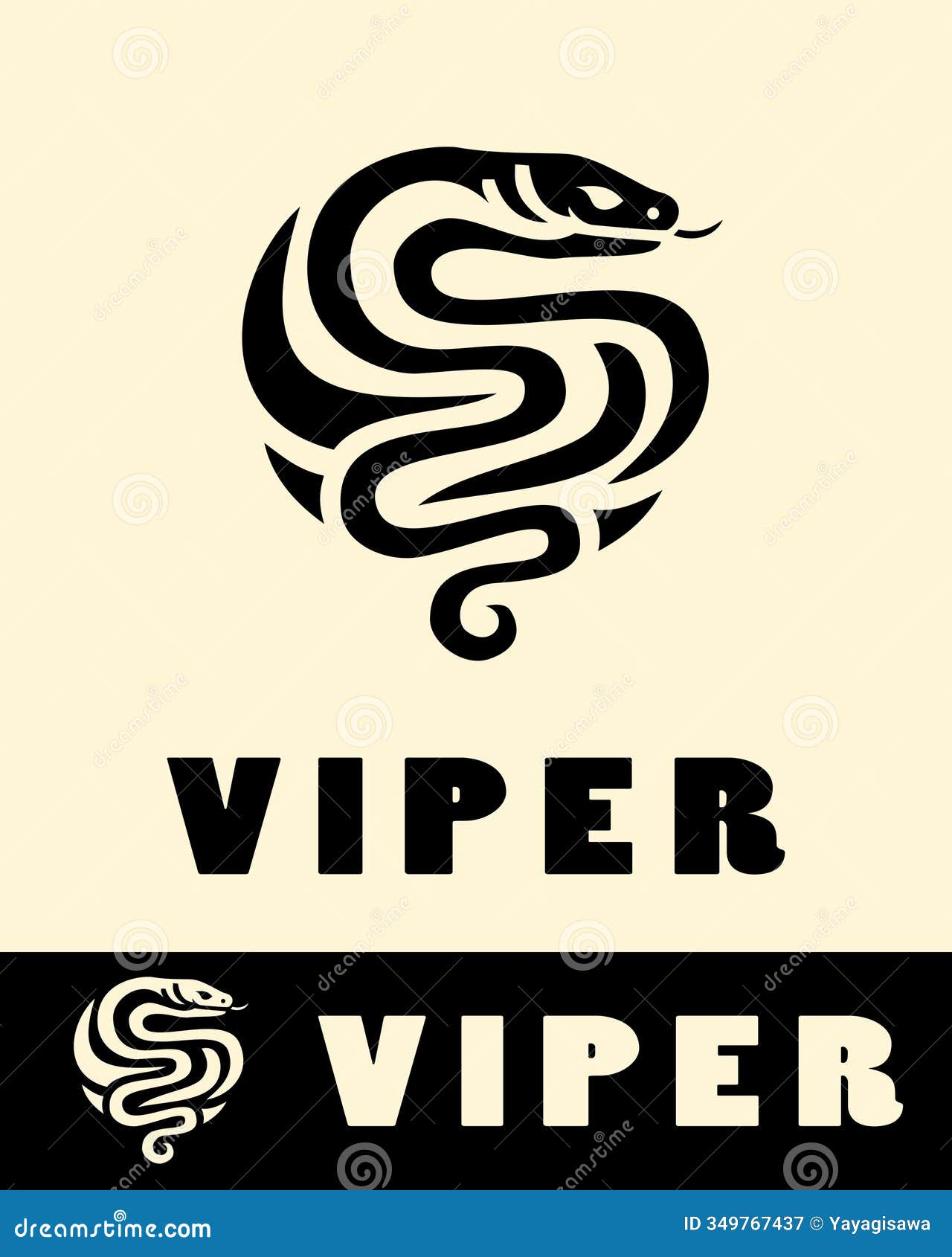 A Sleek Abstract Black Logo of a Coiled Viper Stock Vector ...