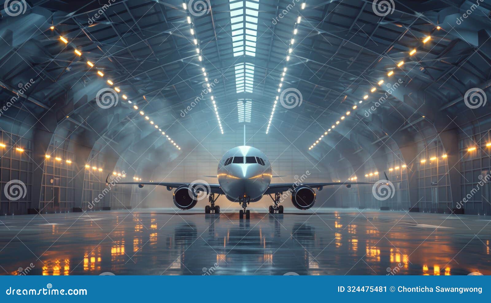 F-35 Lighting In Hangar, Blue Walls, Reflective Floor, Aircraft ...