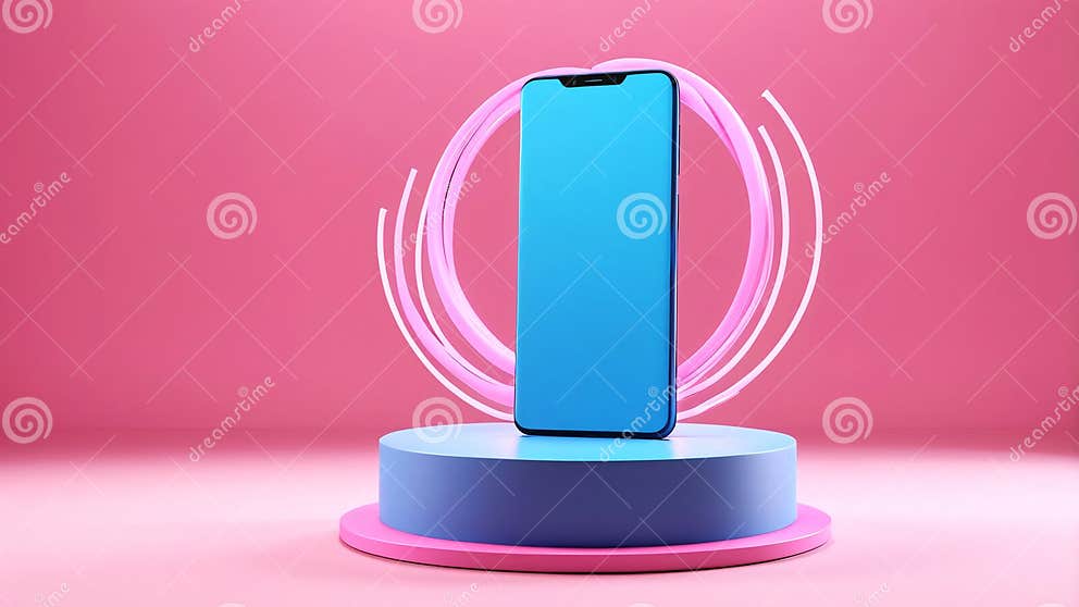 Sleek Android Phone Display on Podium Stand Stock Illustration ...