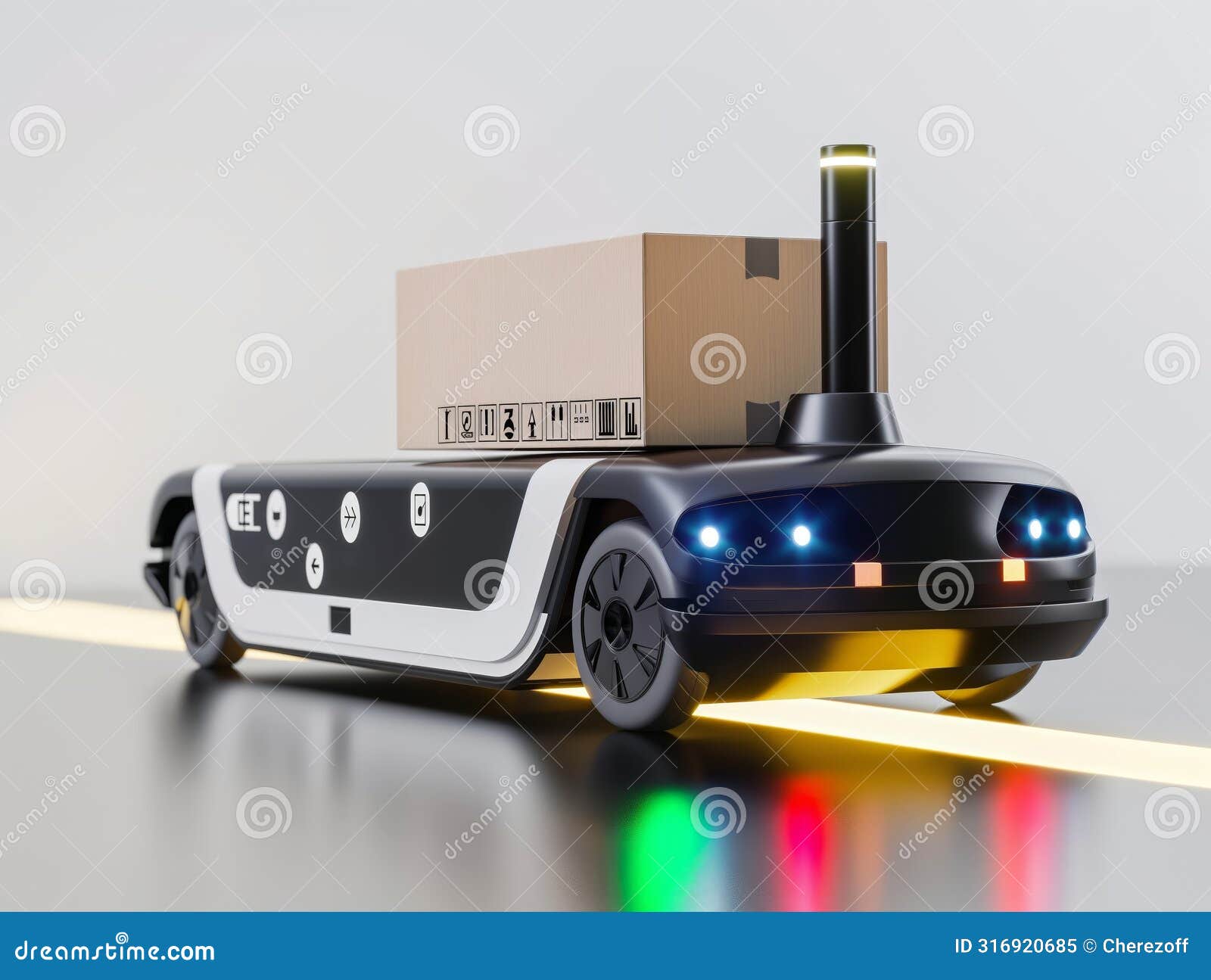 Autonomous Delivery Robot with Package Stock Image - Image of ...