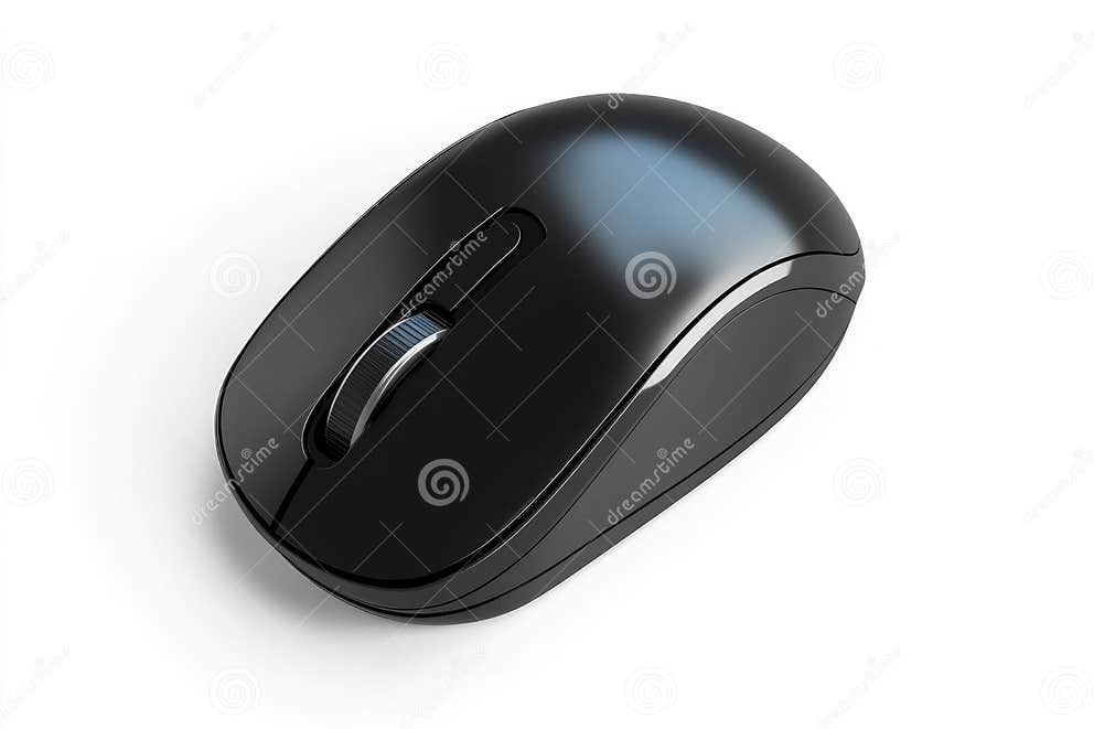 Black Computer Mouse with Scroll Wheel on White Background. Neural ...