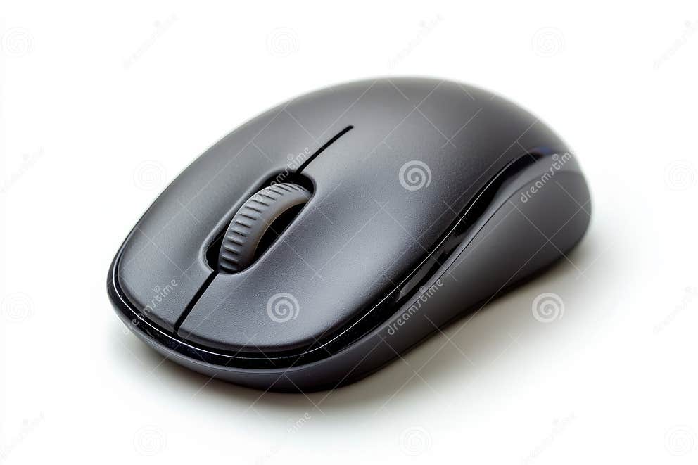 Black Computer Mouse with Scroll Wheel on White Background. Neural ...