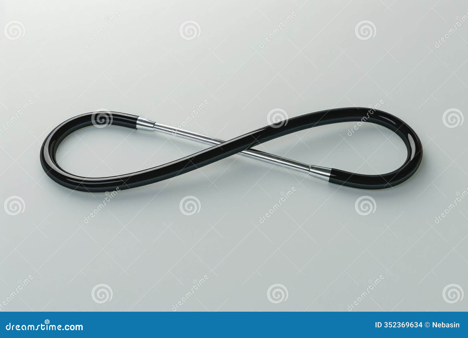 Sleek Black Infinity Symbol Cable on Light Grey Background Stock ...
