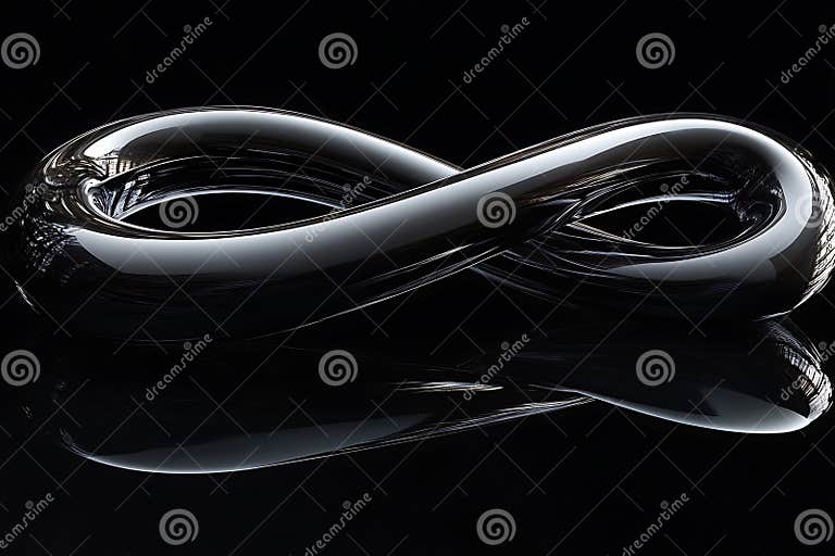 Sleek Black Infinity Symbol Reflecting on a Dark Surface Stock ...