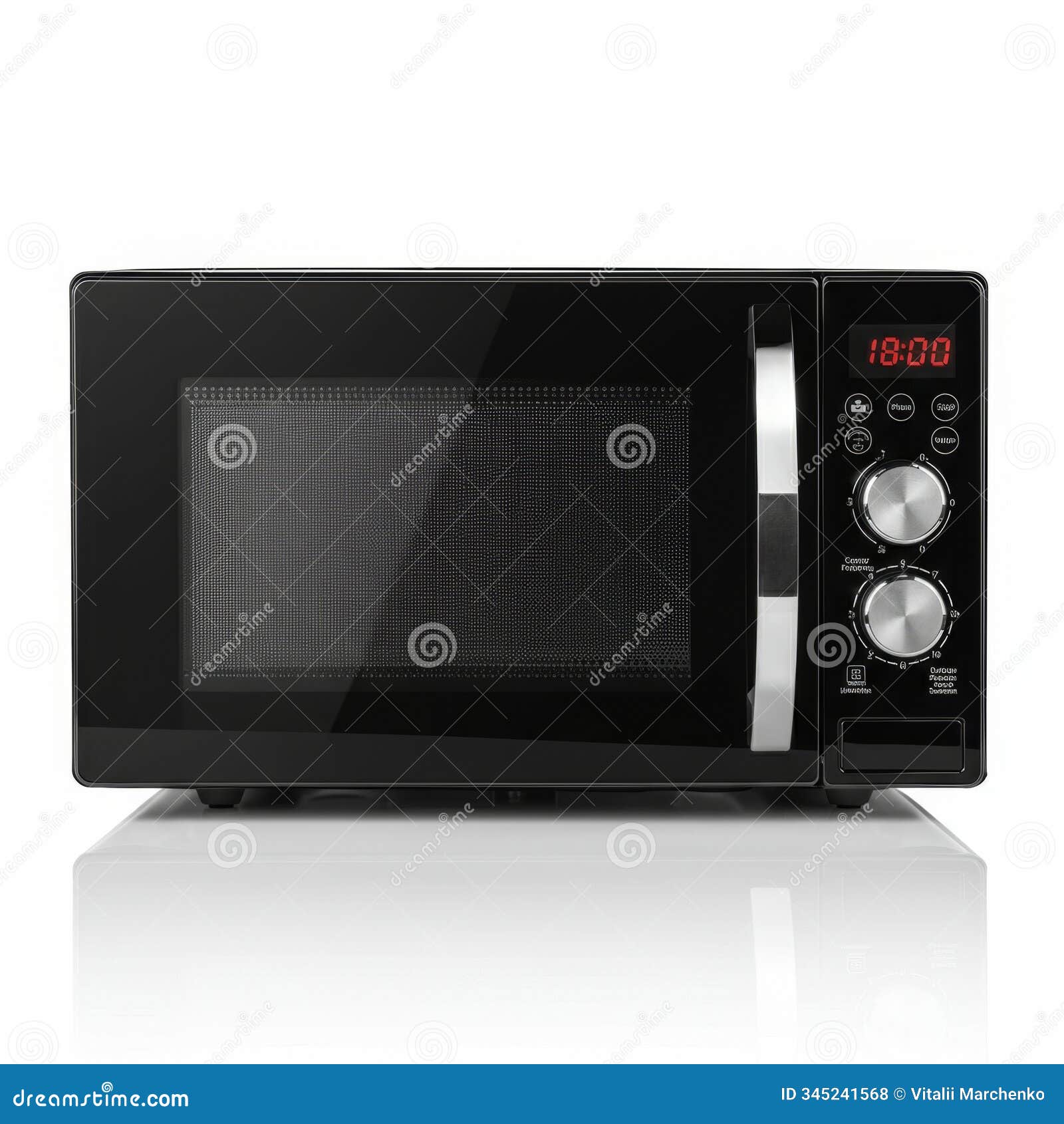 Sleek Black Microwave Oven with Digital Display and Rotary Controls ...