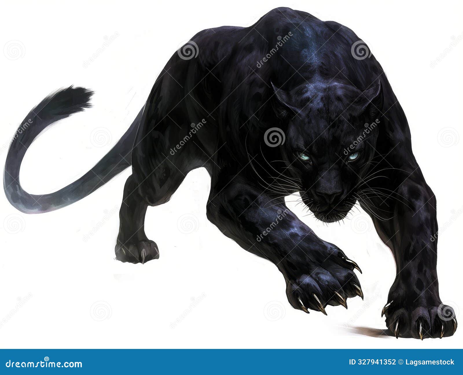A Sleek Black Panther Prowling in the Shadows Stock Illustration ...