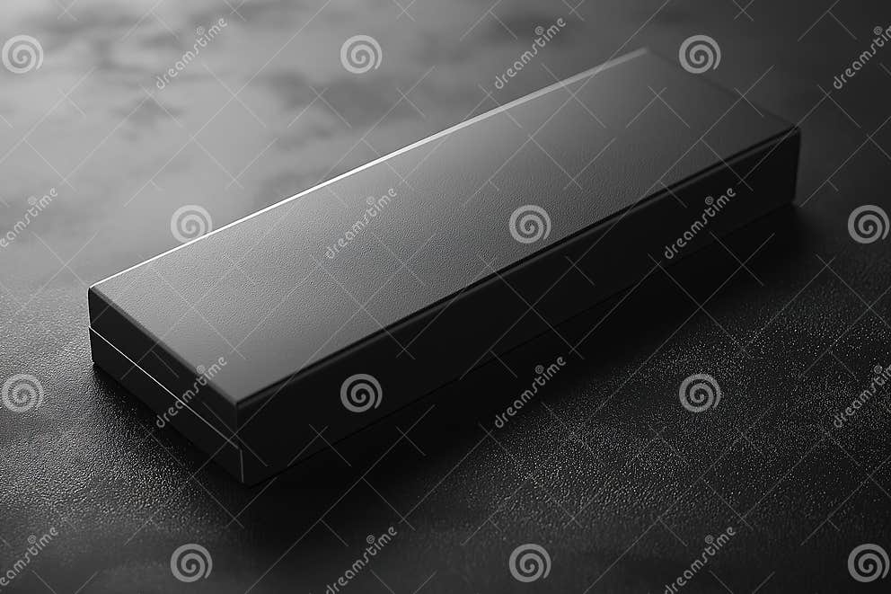 A Sleek Black Rectangular Box Placed on a Dark Textured Surface in Soft ...