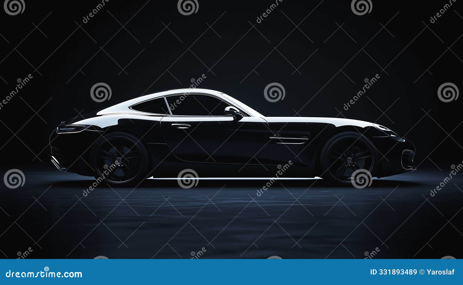 Sleek Black Sports Car Captured in Low Light Studio Setting ...