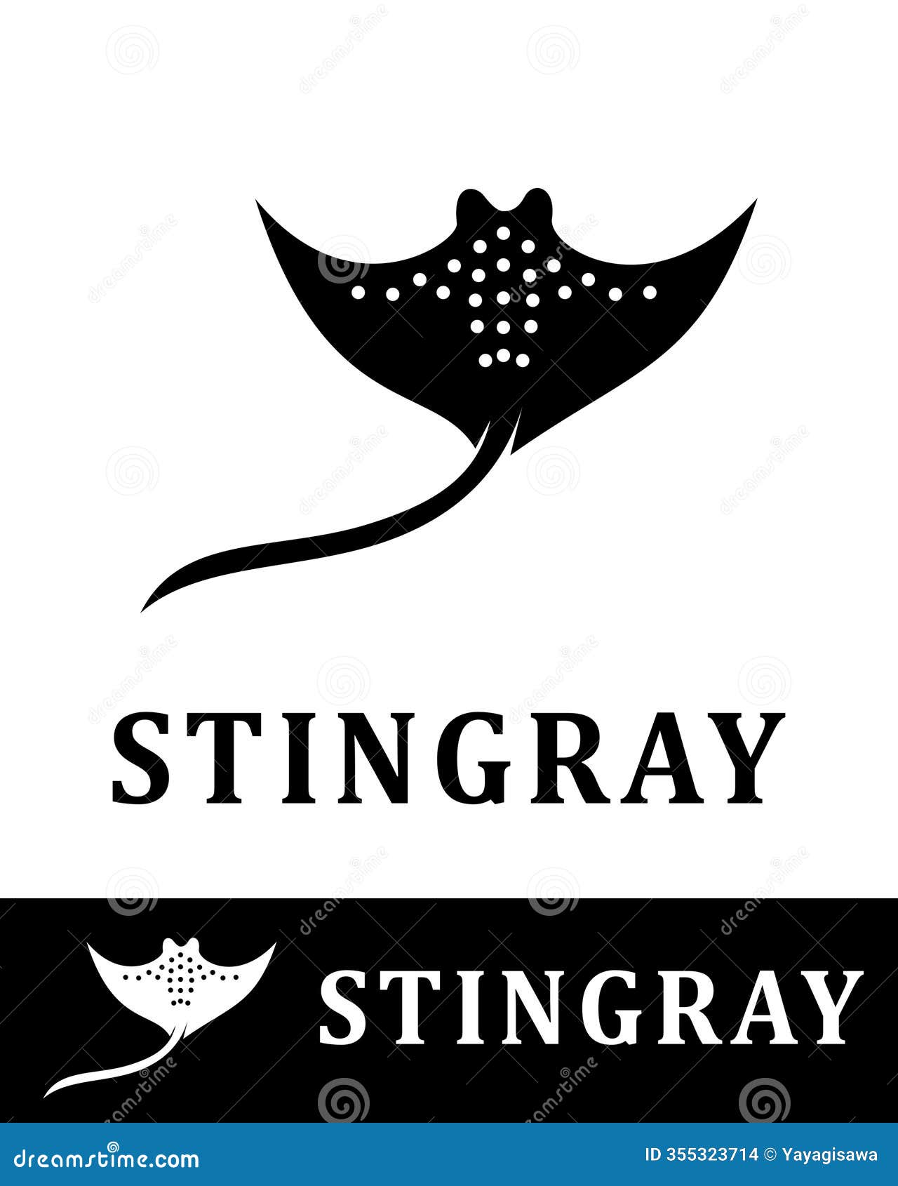 A Sleek Black Stingray Logo Design with Dotted Patterns and a Flowing ...