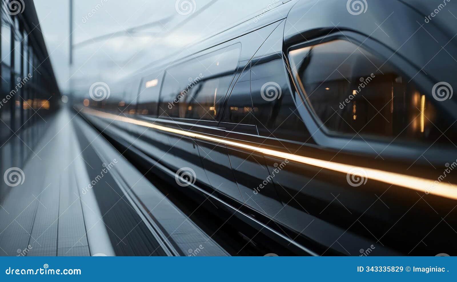 Sleek Black Train on a Modern Platform Stock Illustration ...