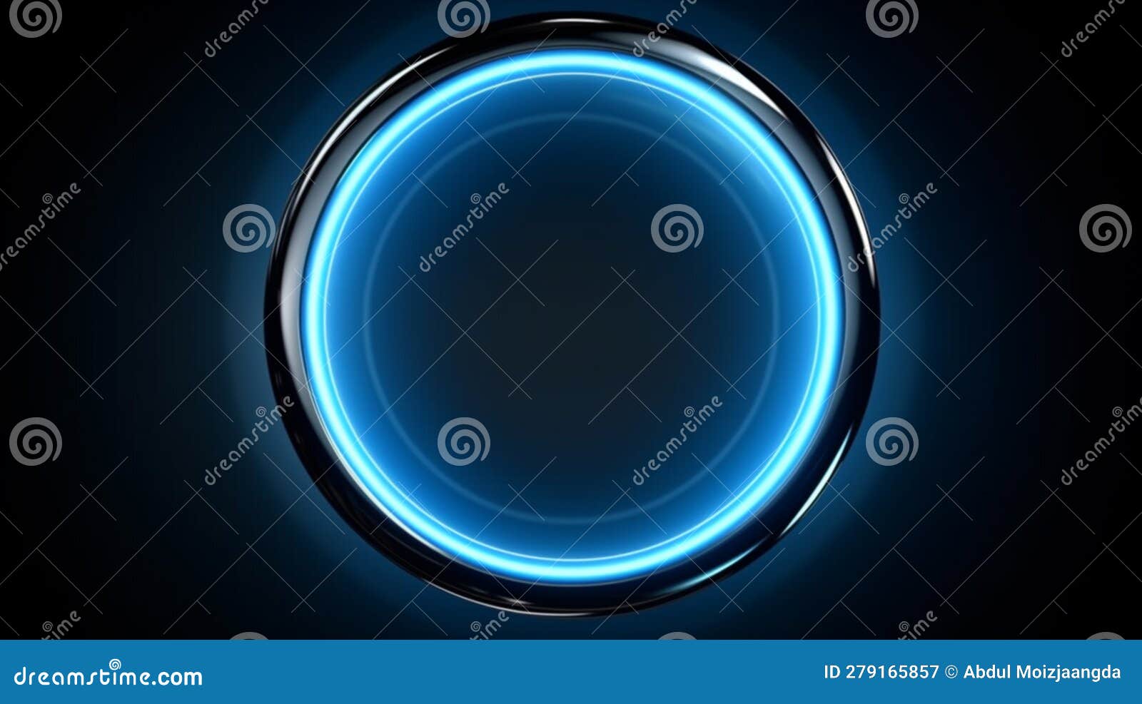 Sleek Blue Circle Light Frame on Black Background Stock Illustration ...