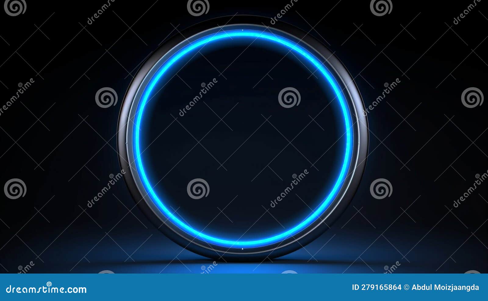 Sleek Blue Circle Light Frame on Black Background Stock Illustration ...