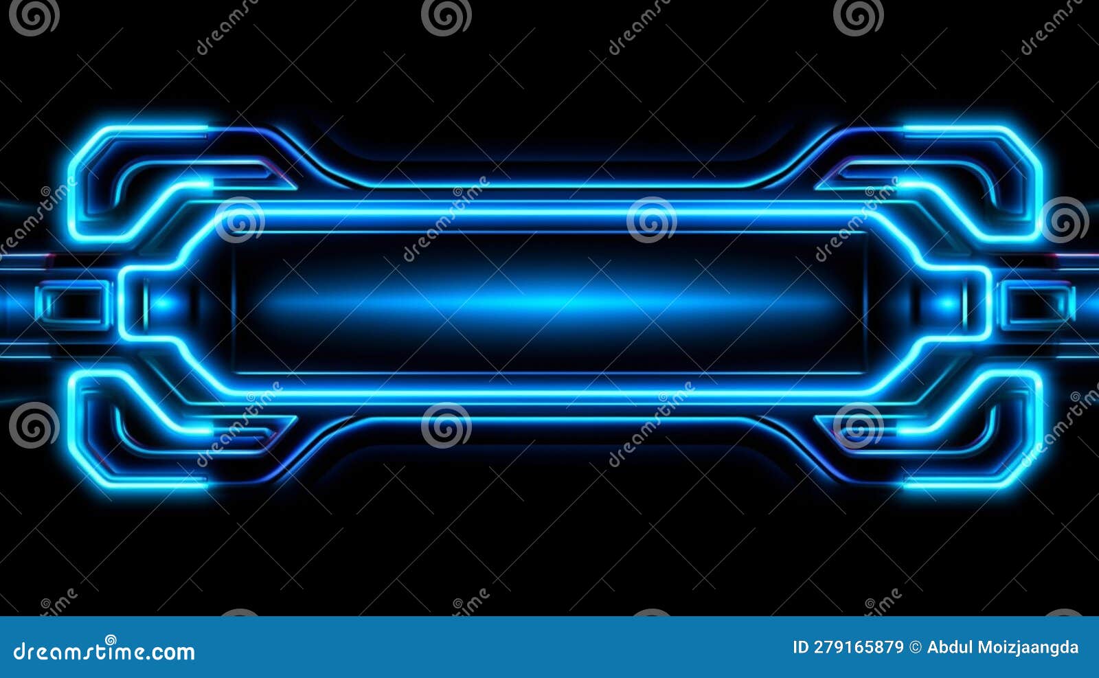Sleek Blue Neon Border Exudes Contemporary Elegance Stock Illustration ...