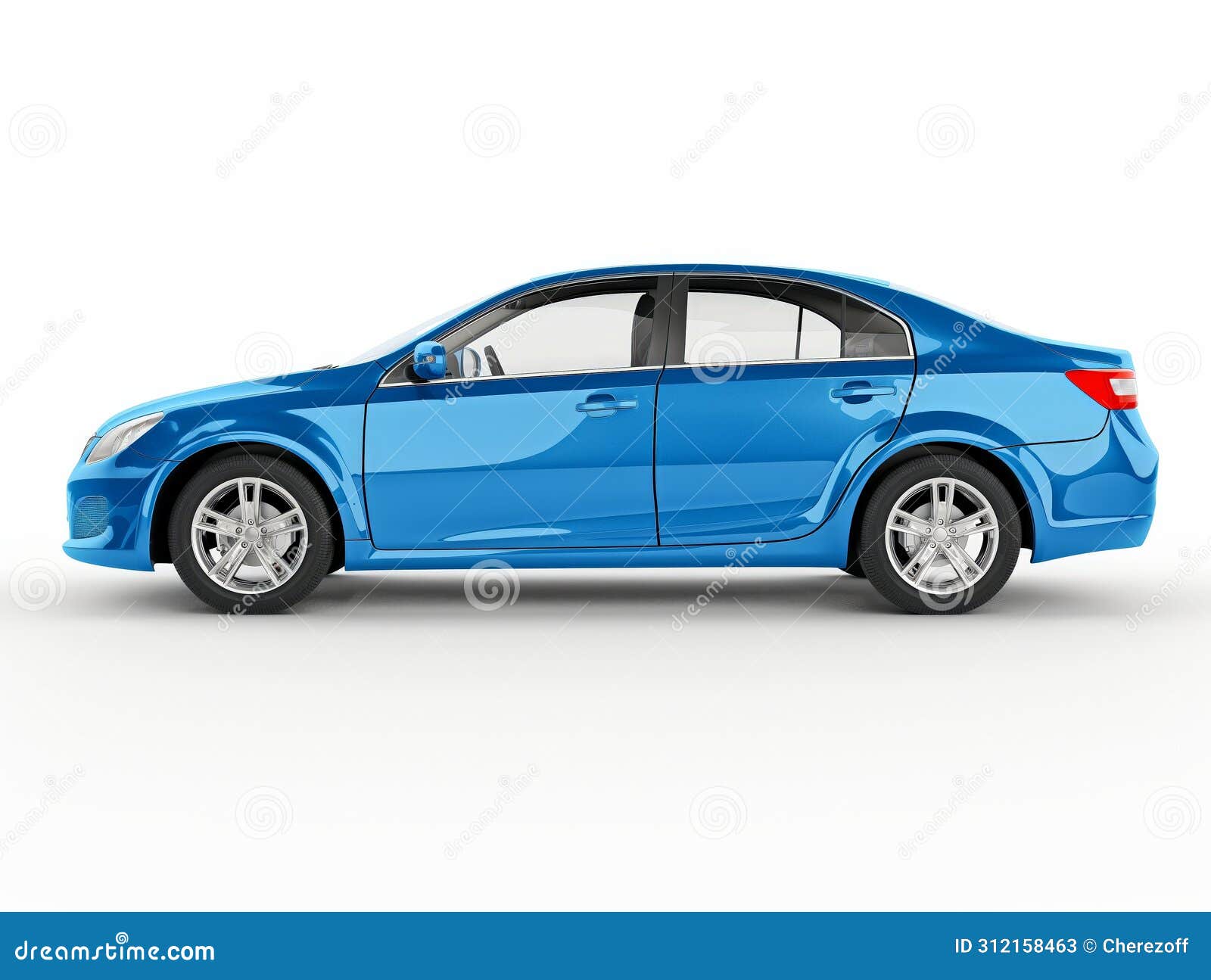 Modern Blue Sedan Side View Stock Image - Image of side, profile: 312158463
