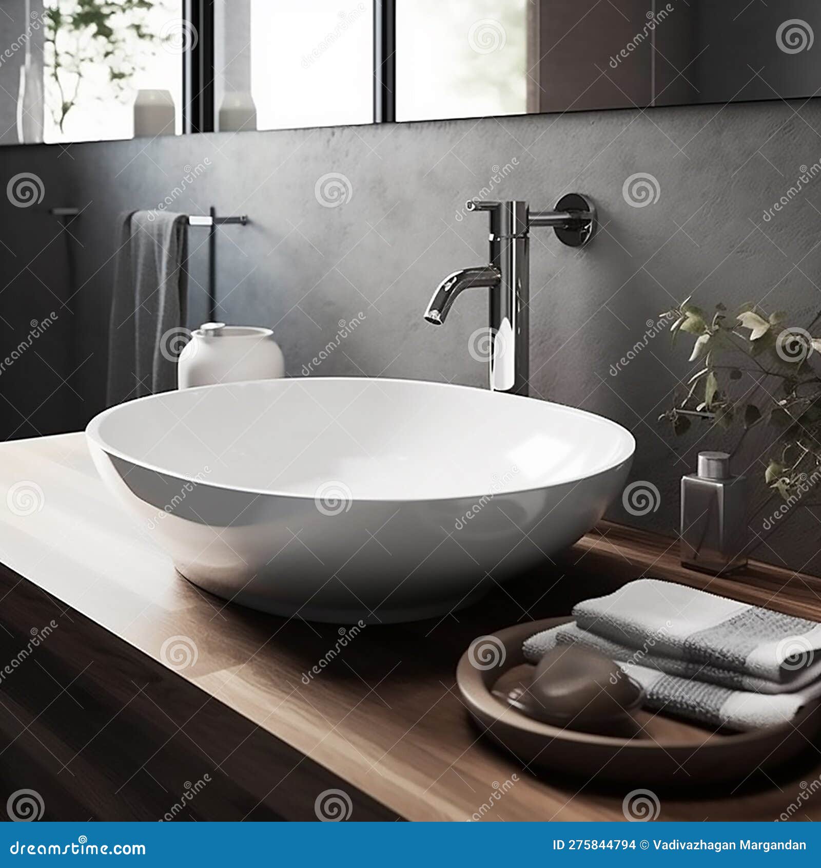 Ceramic Wash Basin in a Brilliant Shade of White Stock Illustration ...