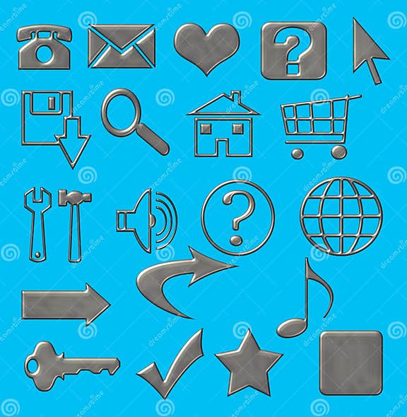 Sleek Chrome Metal Web Buttons Stock Illustration - Illustration of ...