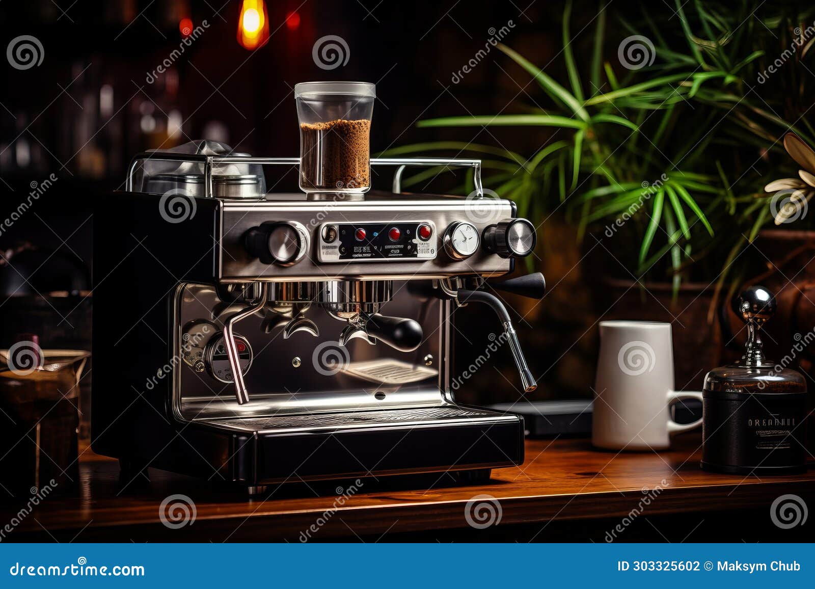 Sleek Coffee Machine Elegantly Brewing Aromatic Beverages in a Cozy ...
