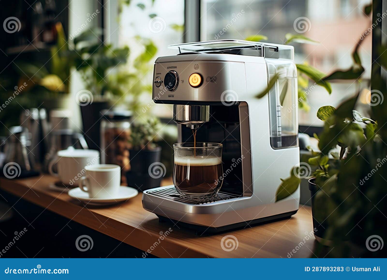 Sleek Coffee Machine Enhances Kitchen Aesthetics. AI Stock Image ...
