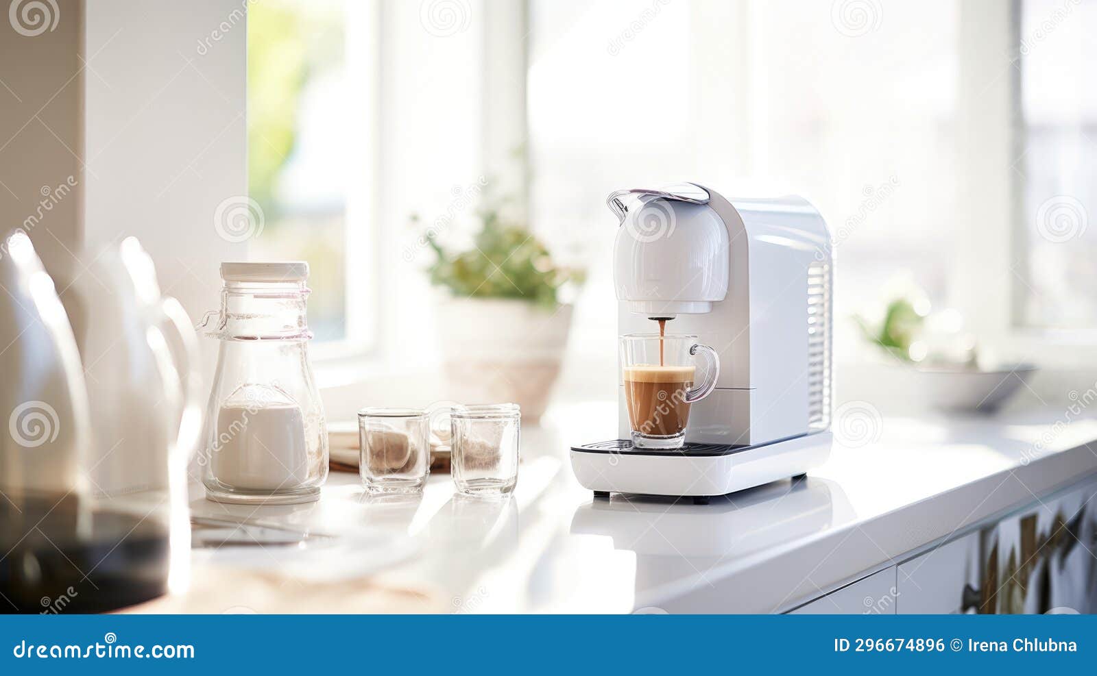 Sleek Coffee Machine Enhances Kitchen Aesthetics. Generative AI Stock ...