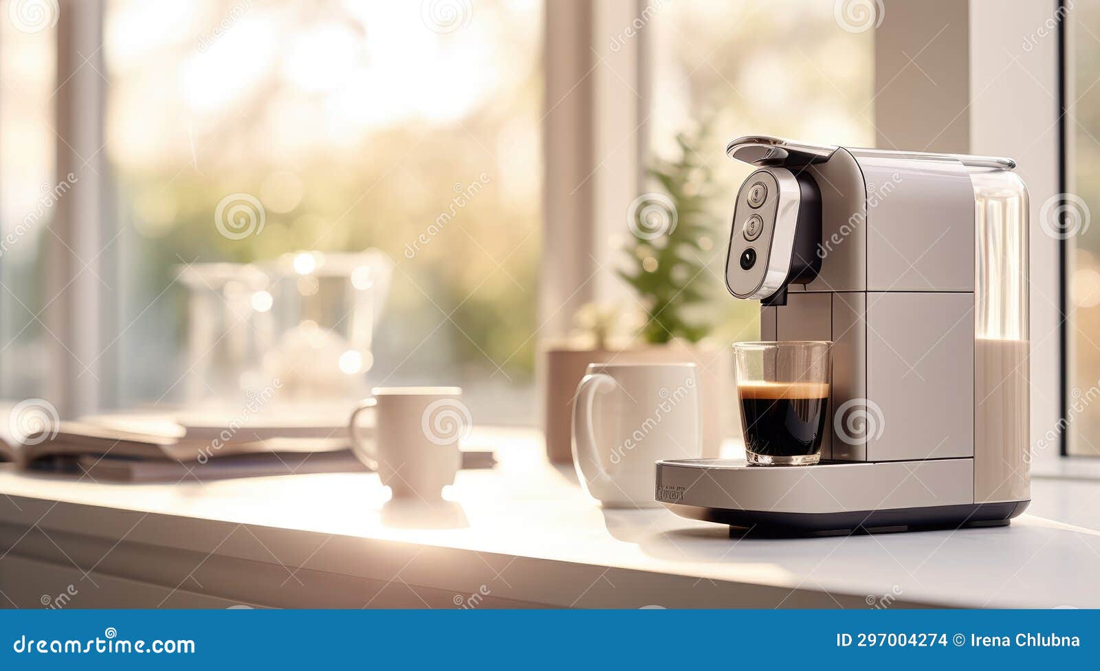 Sleek Coffee Machine Enhances Kitchen Aesthetics. Generative AI Stock ...