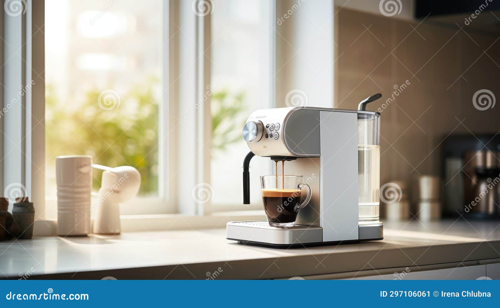 Sleek Coffee Machine Enhances Kitchen Aesthetics. Generative AI Stock ...