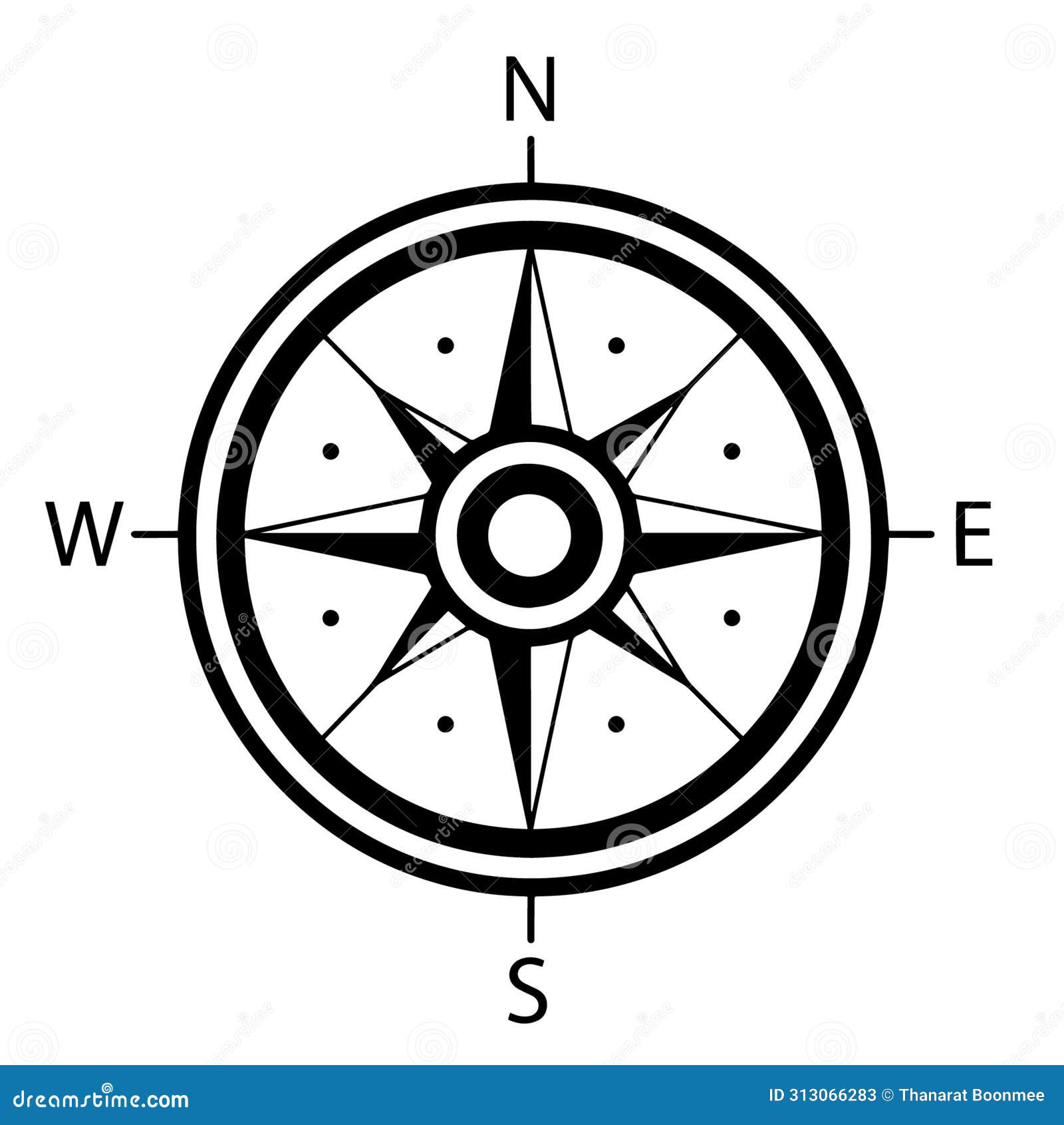 Sleek Compass Outline Icon in Vector Format for Navigation Designs ...