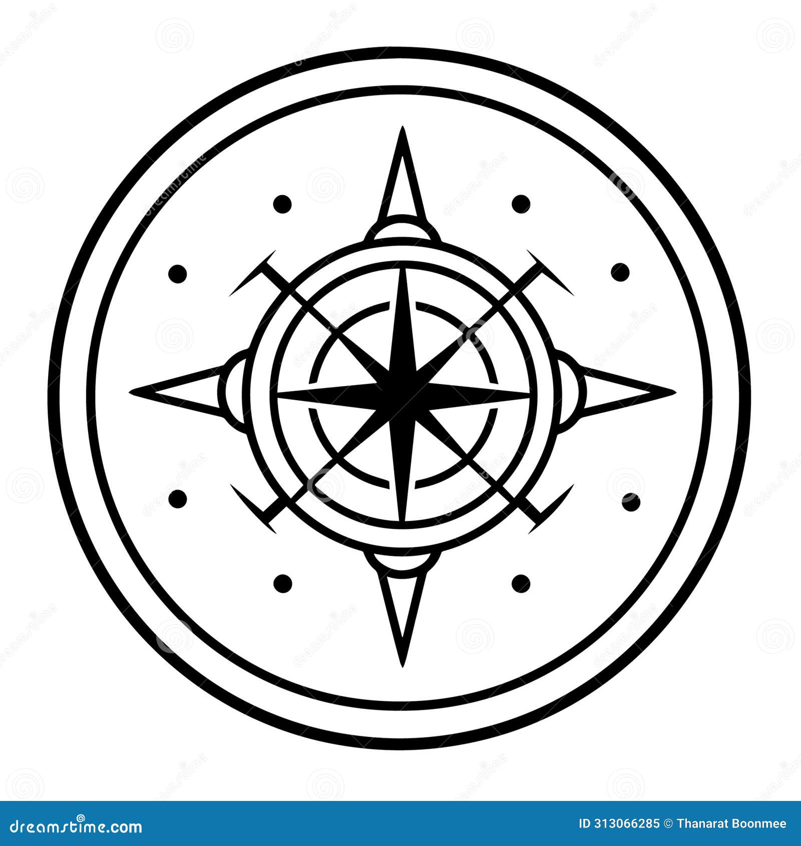 Sleek Compass Outline Icon in Vector Format for Navigation Designs ...
