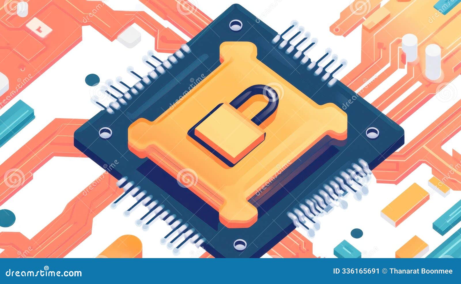 A Sleek Computer Chip Design Featuring a Secure Lock, Showcasing ...