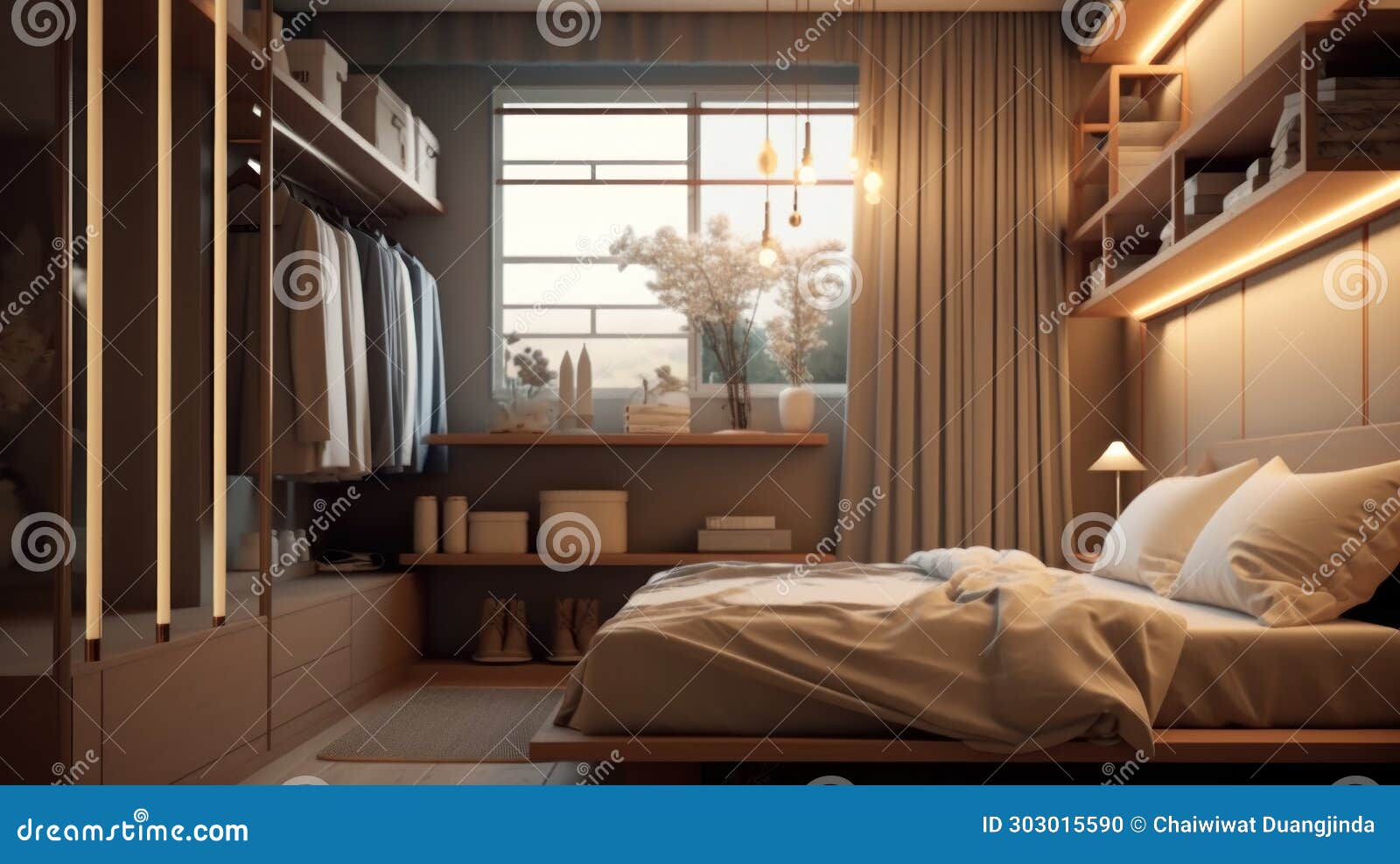 Sleek and Contemporary Bedroom Design Featuring a Platform Bed and a ...