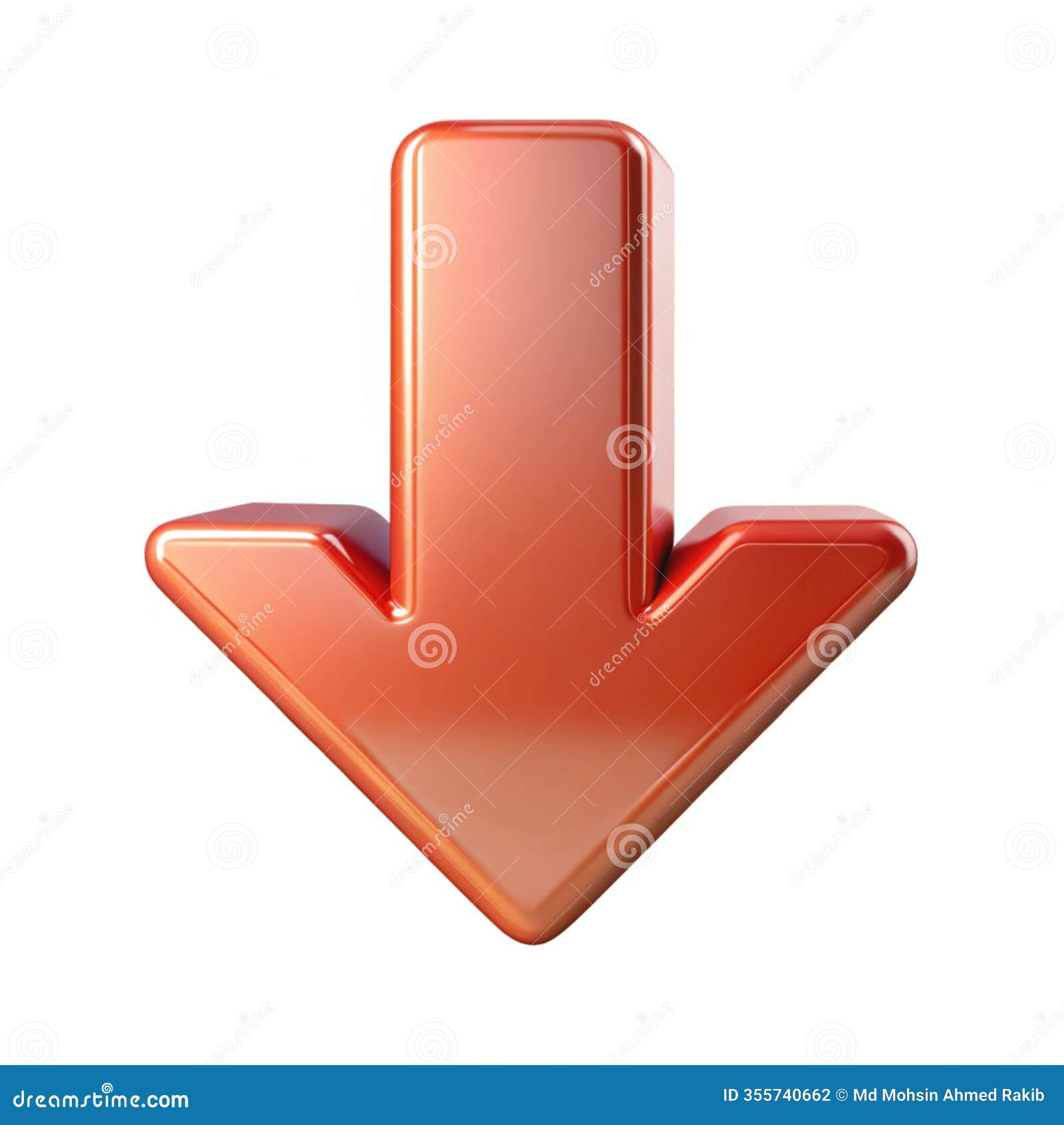 Down Arrow 3D Icon Isolated on White Background Stock Illustration ...