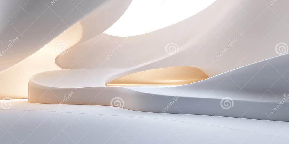 A Sleek 3D Light White Background with Smooth, Curved Surfaces and Soft ...