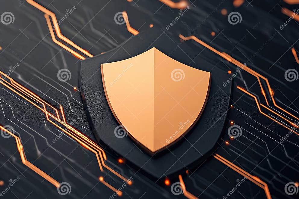 A Sleek 3D Render Featuring a Shield Icon, Cyber Security and ...