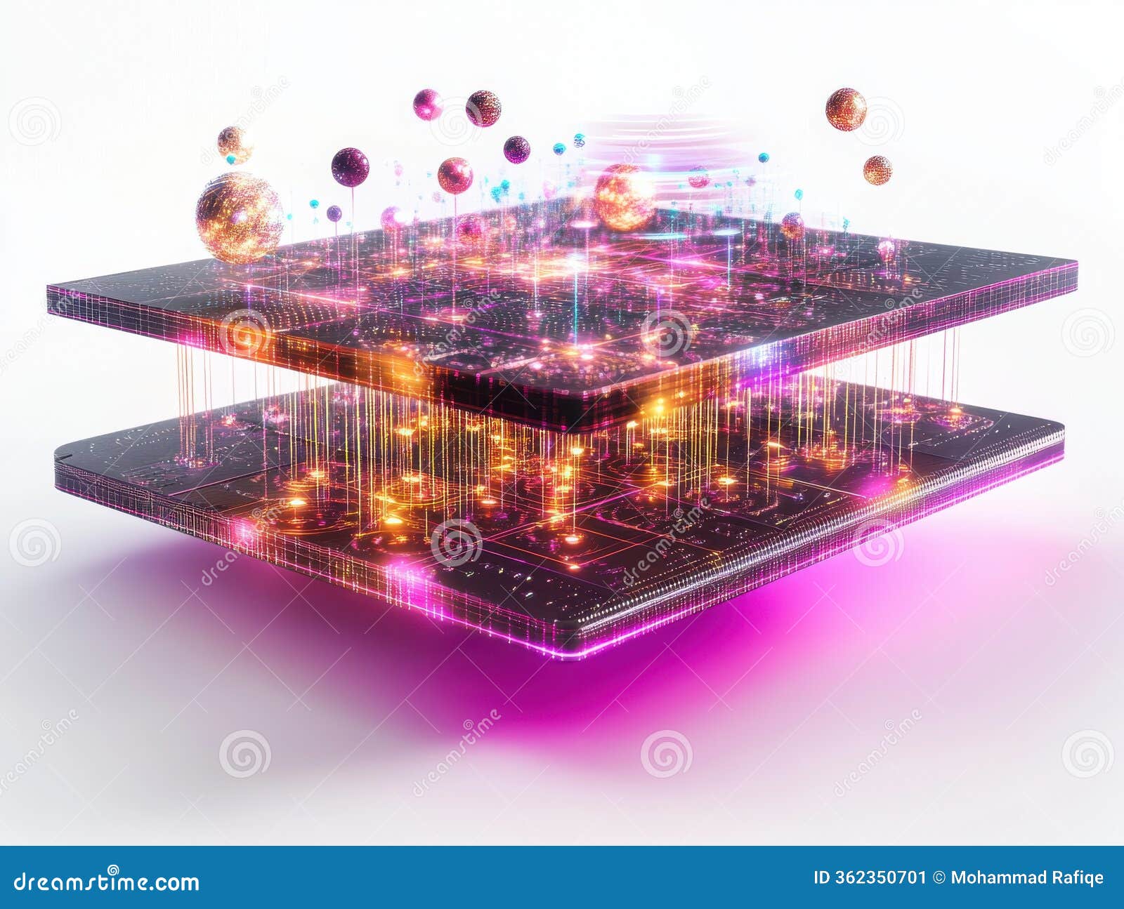 A Sleek 3D Render of a Quantum Computing Interface with Futuristic ...