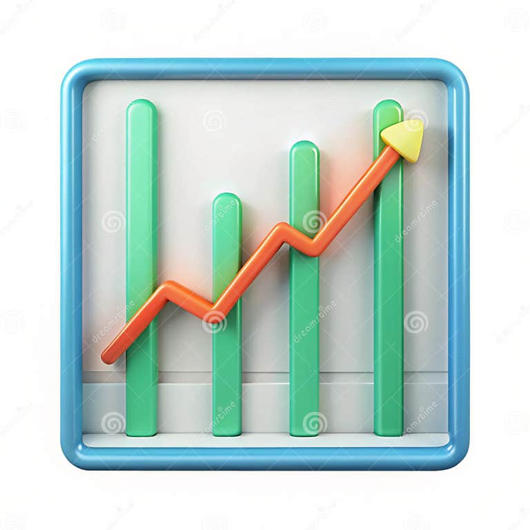 Line Chart 3D Icon Isolated on White Background Stock Illustration - Illustration of logo ...