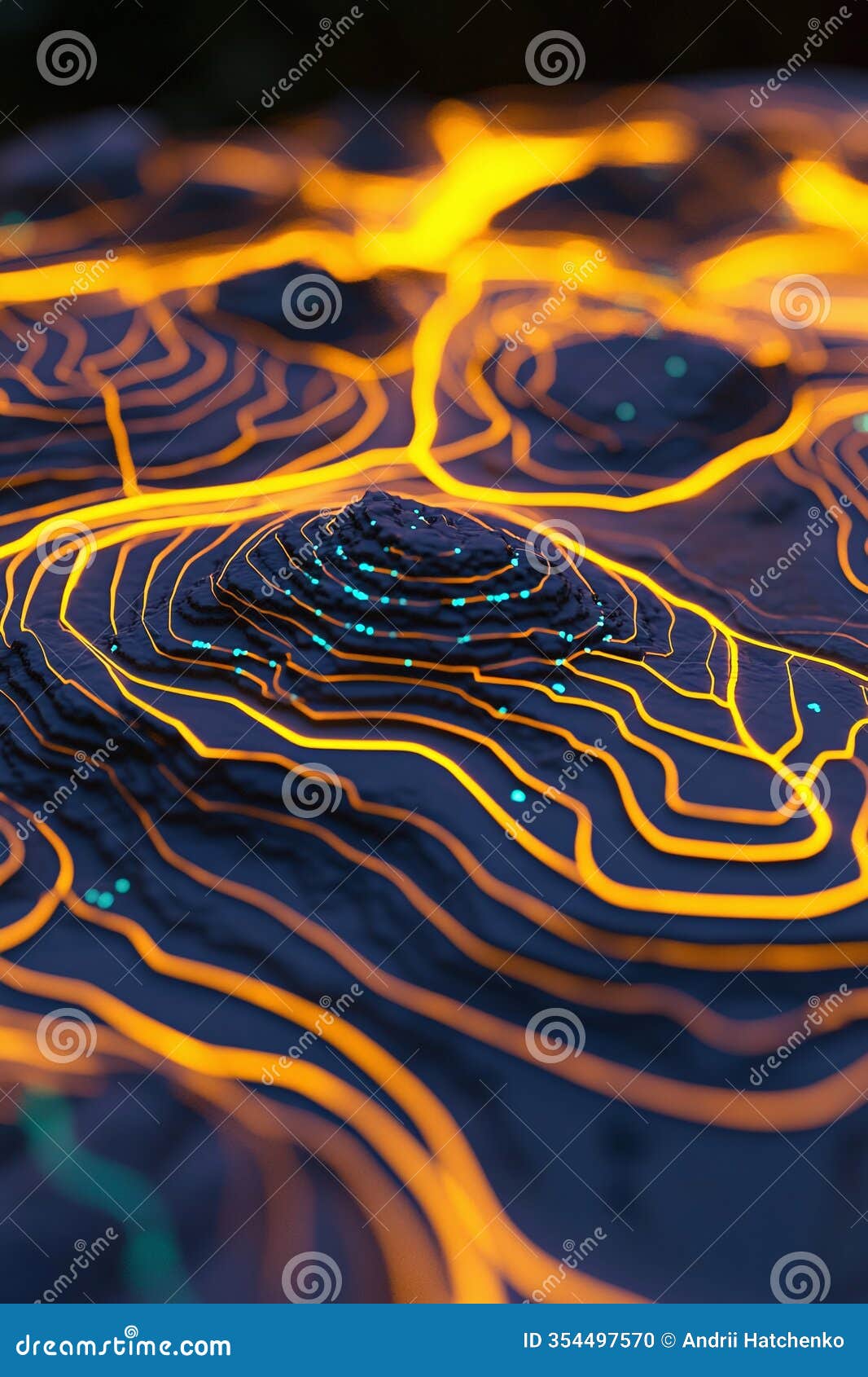 A Sleek 3D Topographic Map with Glowing Data Points and Connecting GIS ...