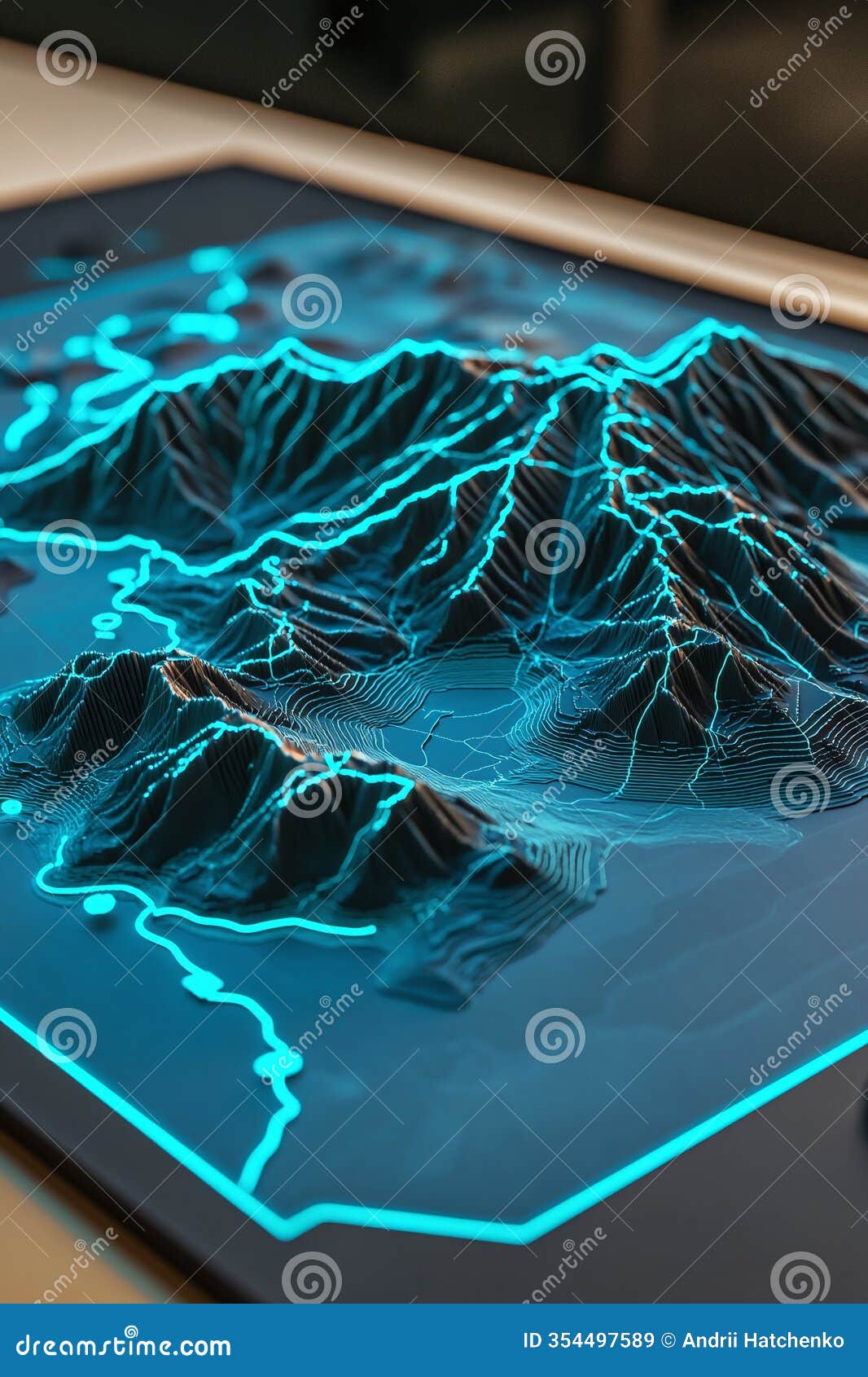 A Sleek 3D Topographic Map with Glowing Data Points and Connecting GIS ...