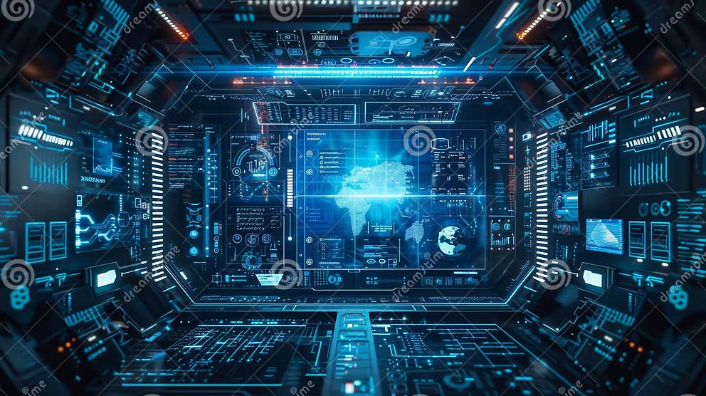 Sleek Dark Blue Powerpoint Background with Innovative Tech Elements and ...