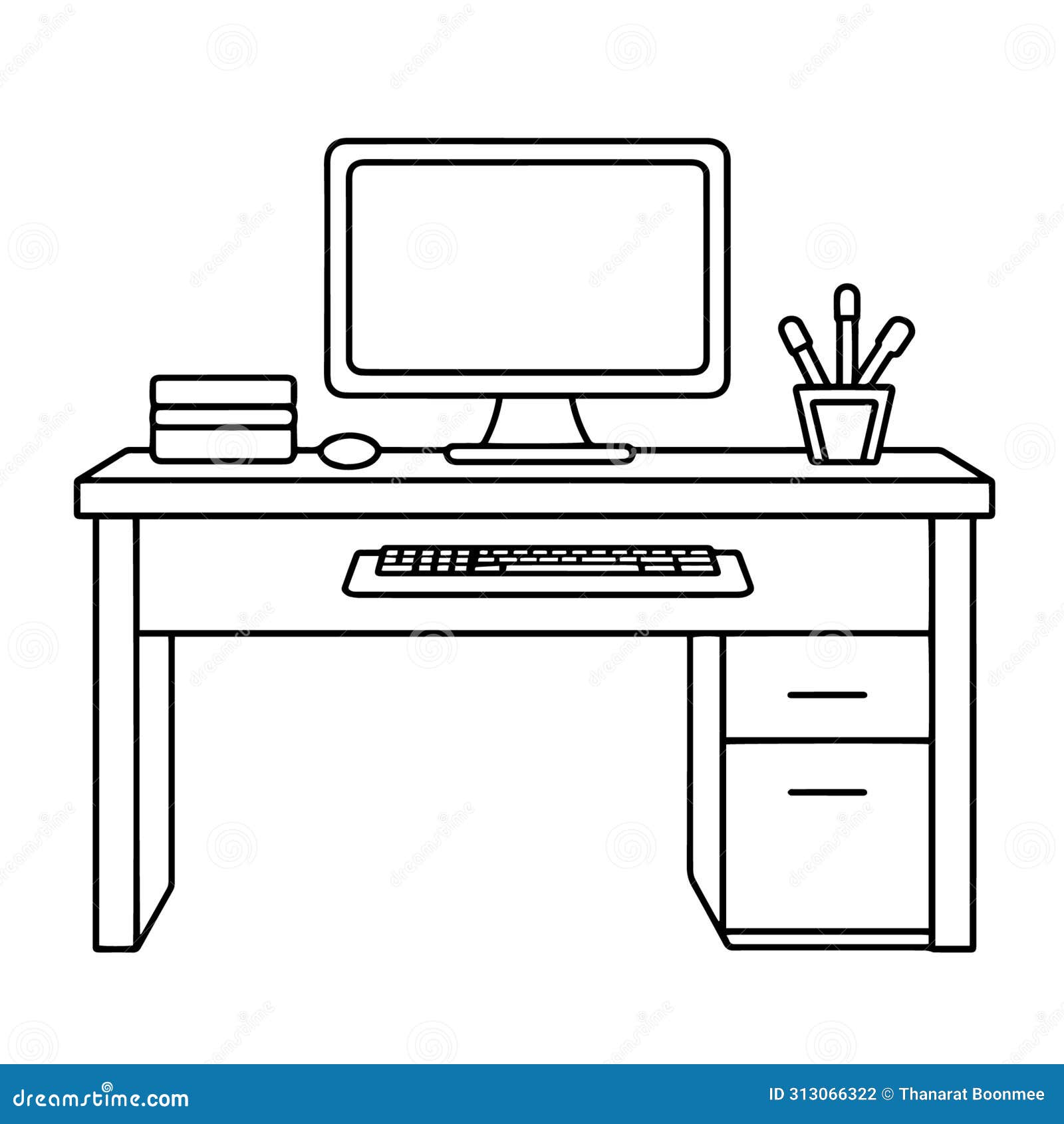 Sleek Desktop with Computer Outline Icon in Vector Format for ...