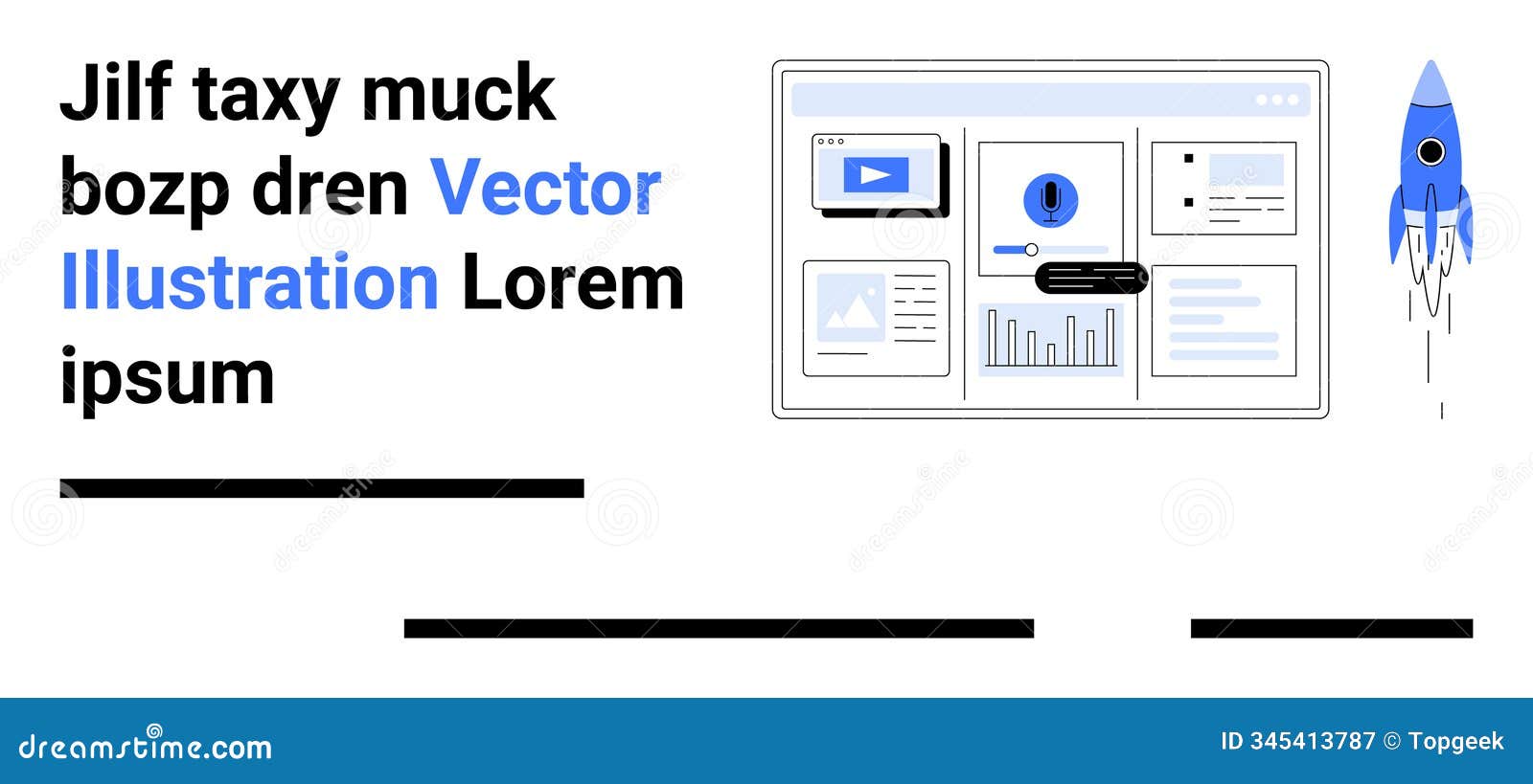 Sleek Digital Dashboard with Rocket Launch and Text Elements in Stylish ...