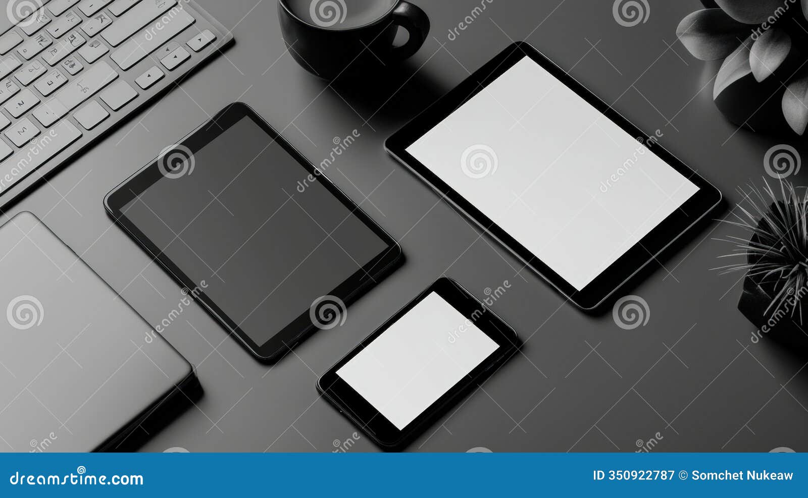 Sleek Digital Devices Arrangement Modern Workspace Mockup Layout ...