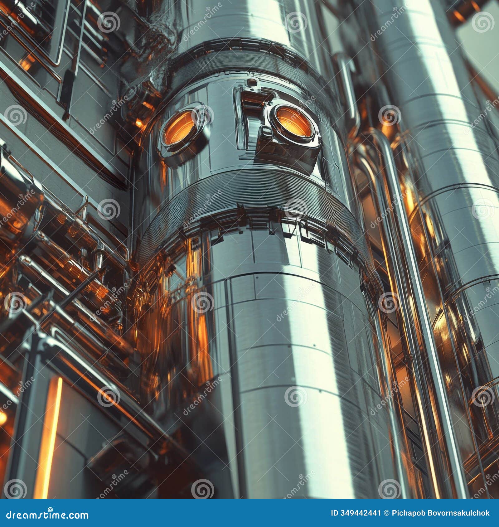 Sleek Distillation Tower in Fuel Refining Process Stock Illustration ...