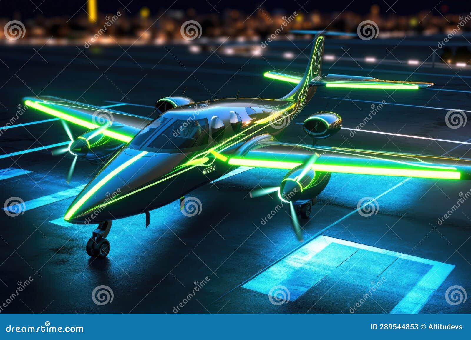 Sleek Electric Airplane Design with Glowing Led Lights Stock Image ...