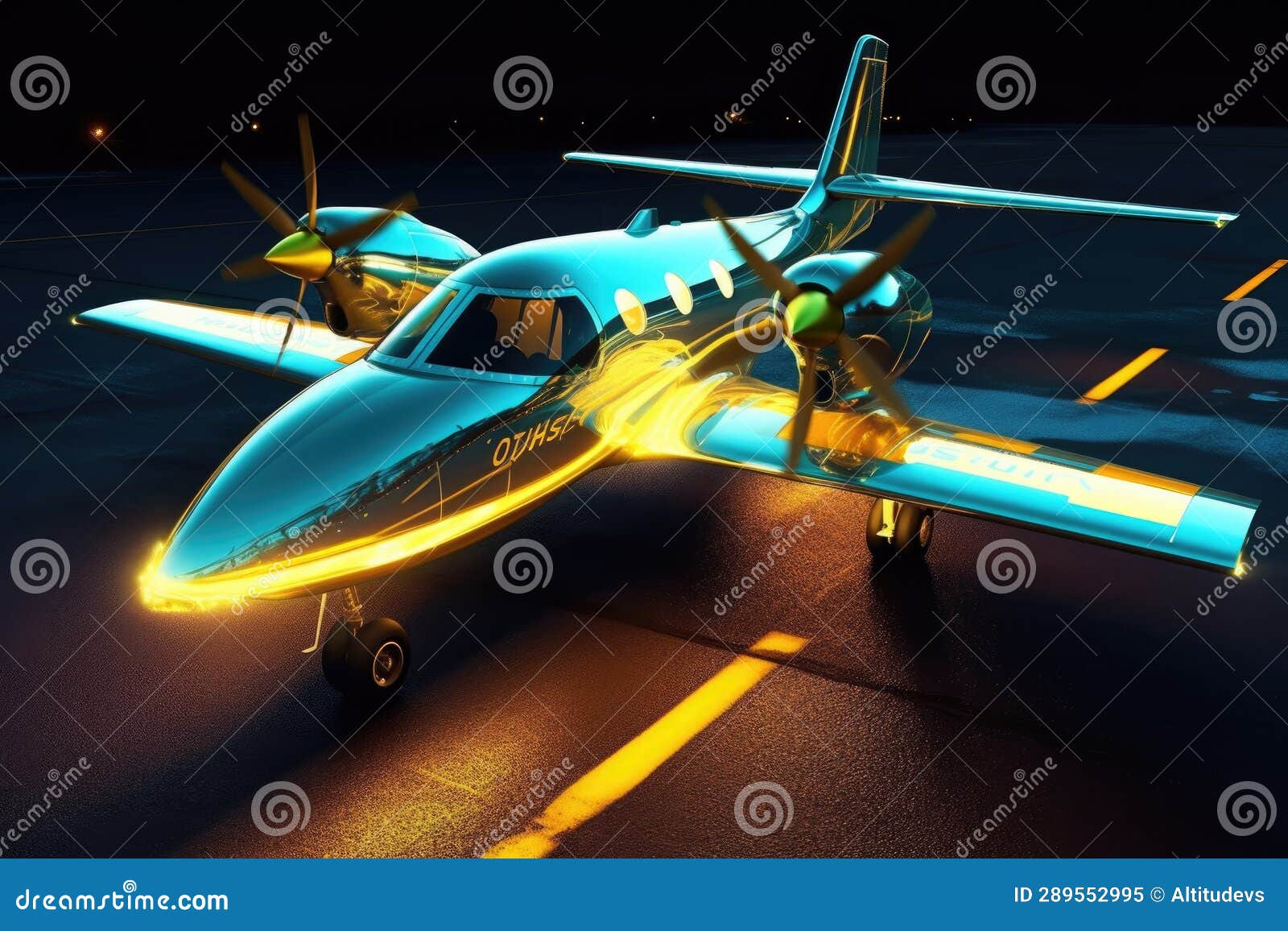 Sleek Electric Airplane Design with Glowing Led Lights Stock Image ...