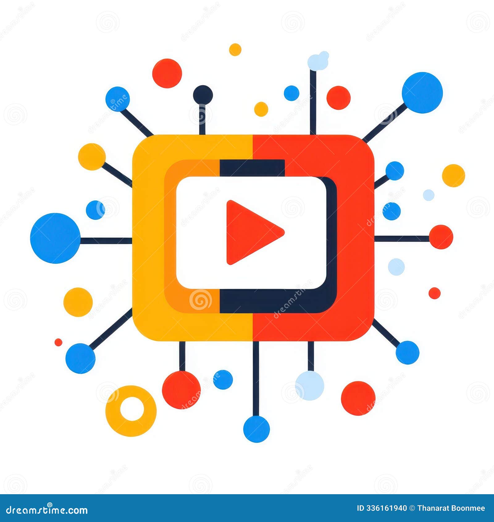 A Sleek Flat Icon, Merging a Play Button with a Neural Network ...